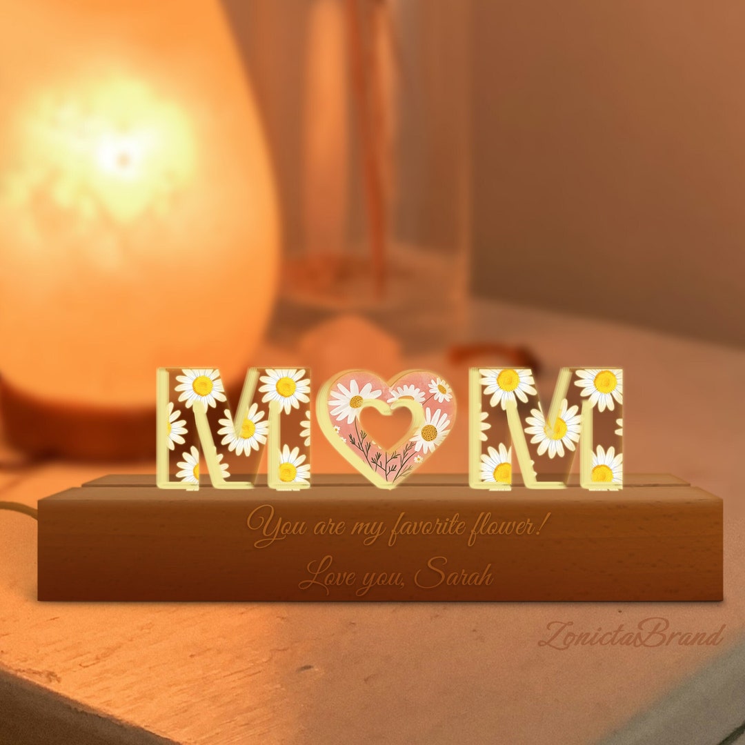 Mom Night Light With Flowers Decor, Mothers Day Gift for Mom From ...