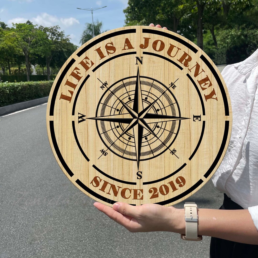 Compass Door Sign, Life is a Journey Door Hanger, Front Door Decor ...