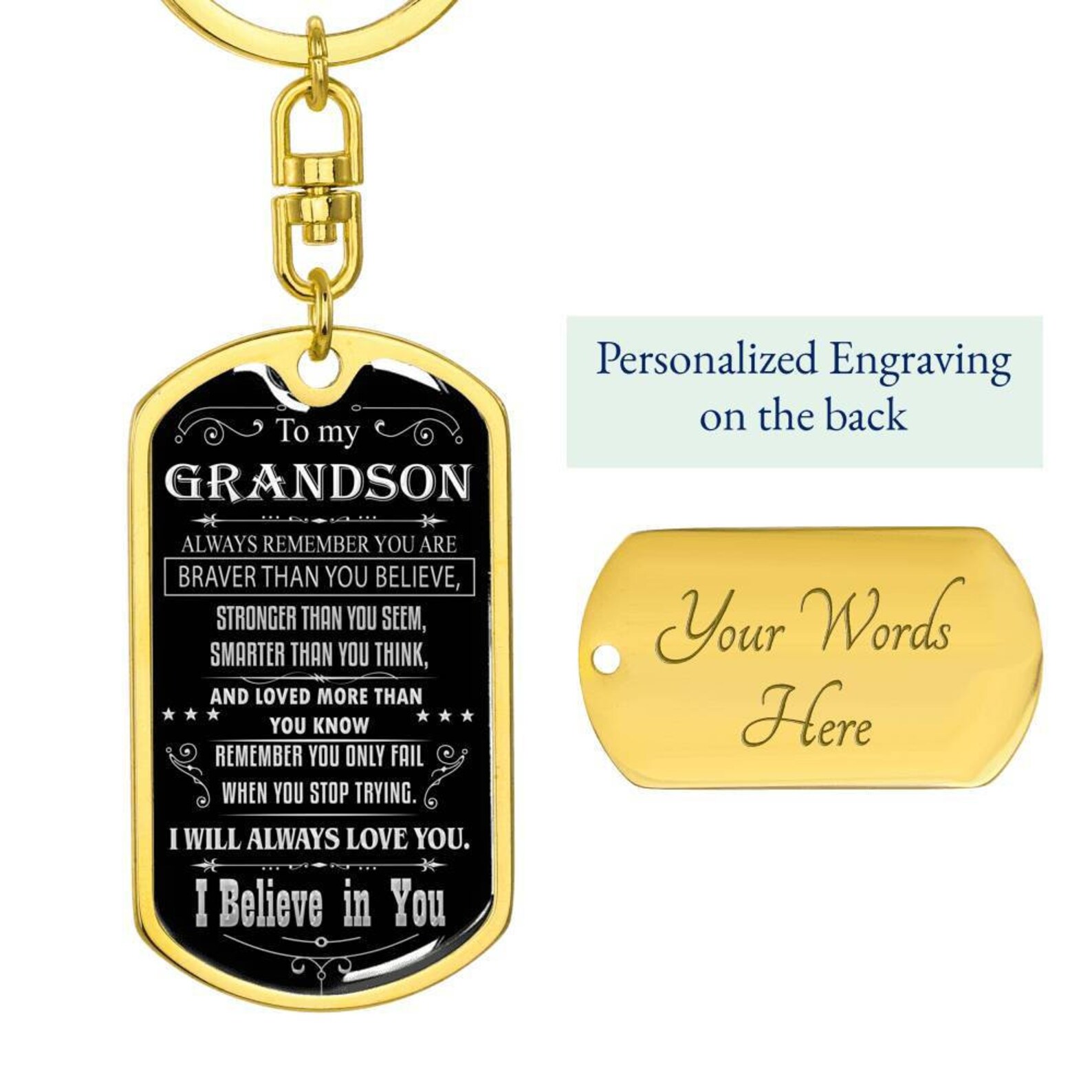 Customized Grandson Keychain Gift From Grandma Nana Grandpa ...