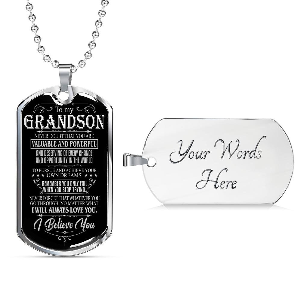 To My Grandson Necklace, Grandson Dog Tag Necklace, Gift for Grandson ...
