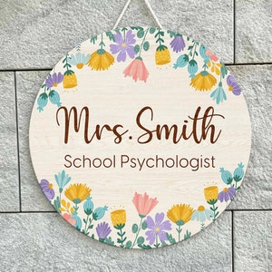 Personalized School Psychologist Door Sign, Custom Door Hanger, School ...