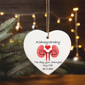 Kidney Ornament, Kidney Transplant Christmas Ornament, Kidneyversary ...