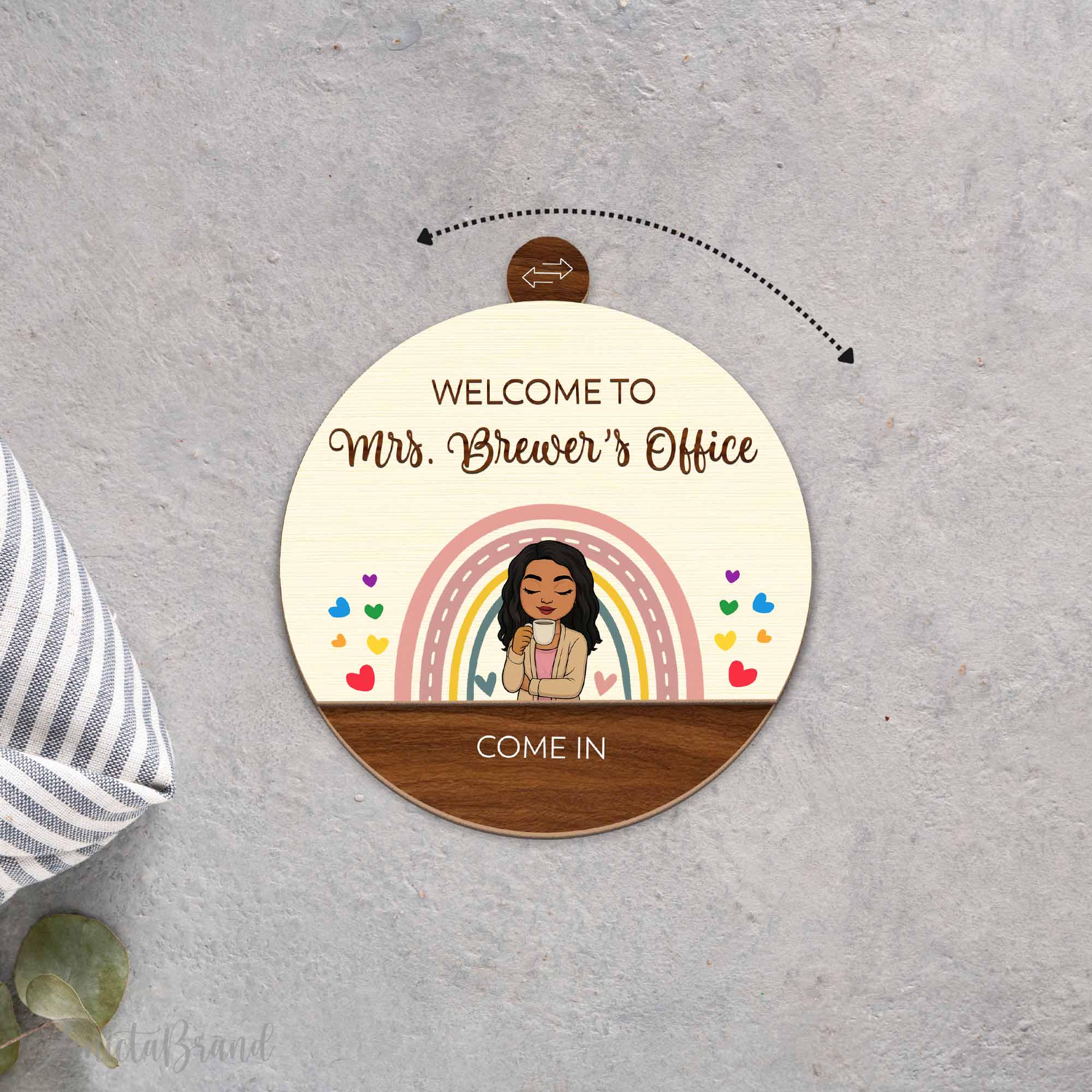 Personalized Office Door Sign With Spinner, Welcome Counselor Sign ...