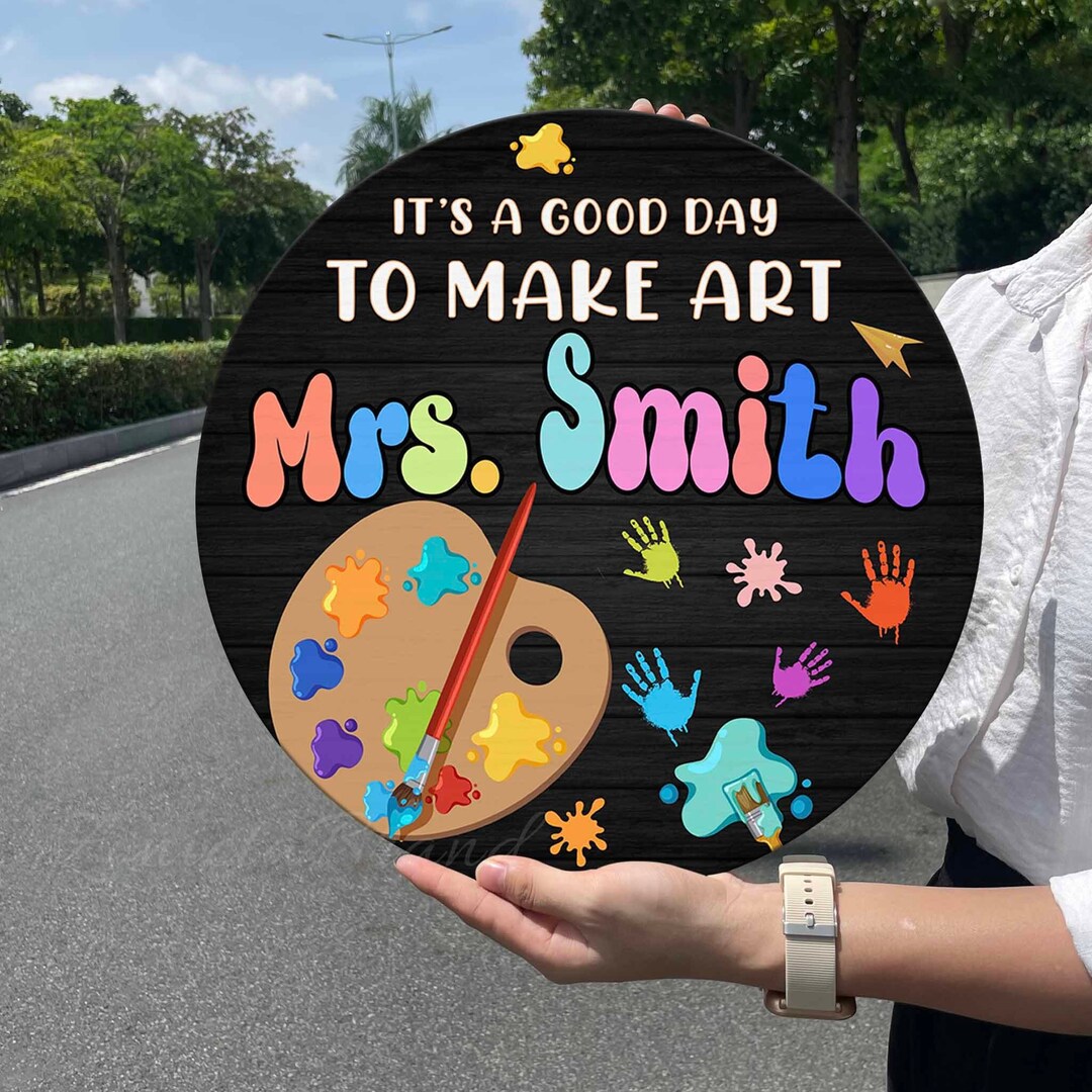 Art Teacher Custom Hanging Door Sign, Personalized Art Teacher Sign ...