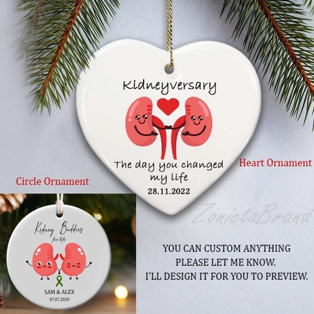 Kidney Ornament, Kidney Transplant Christmas Ornament, Kidneyversary ...