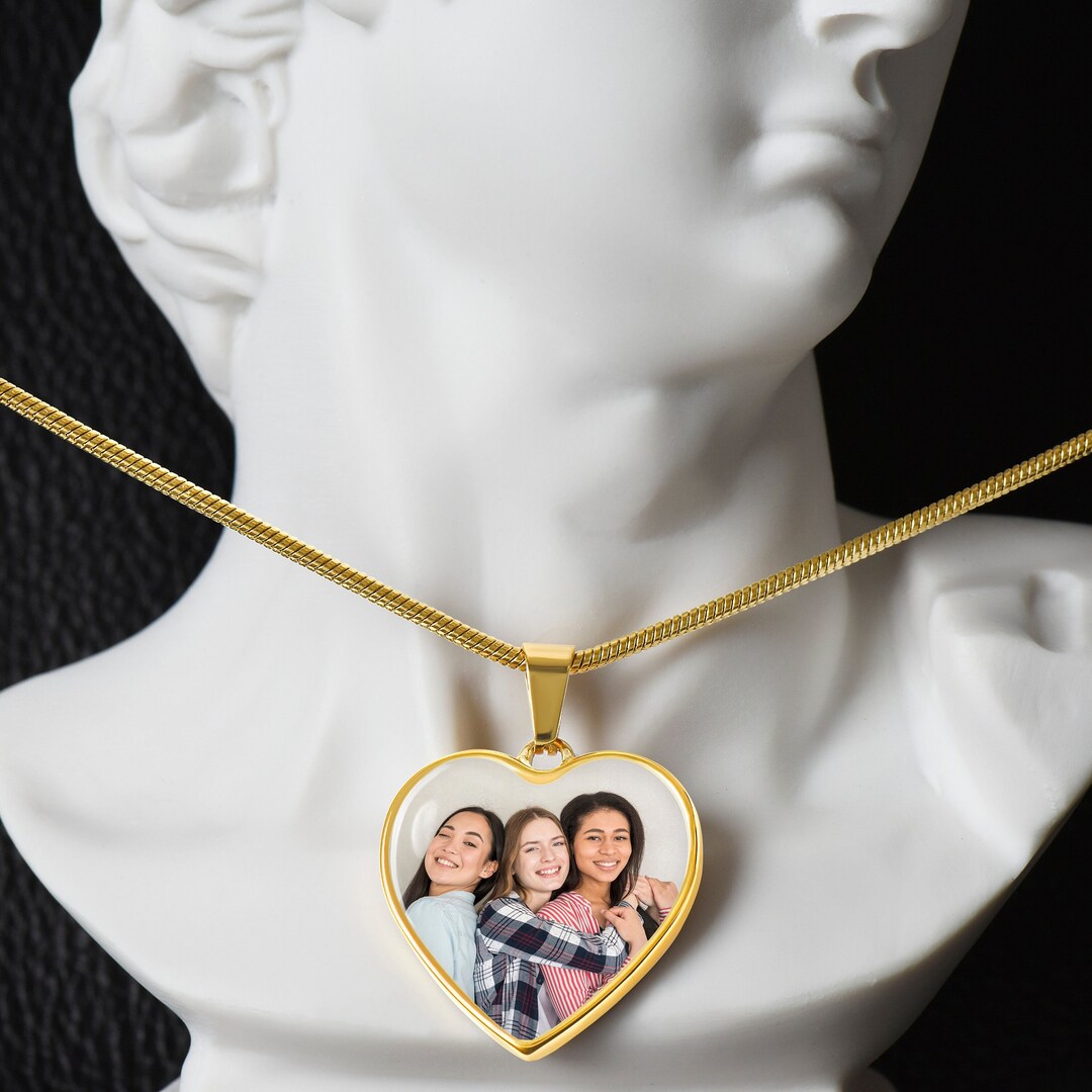 Custom Photo Pendant Necklace, Heart Pendant Necklace, Custom Picture ...