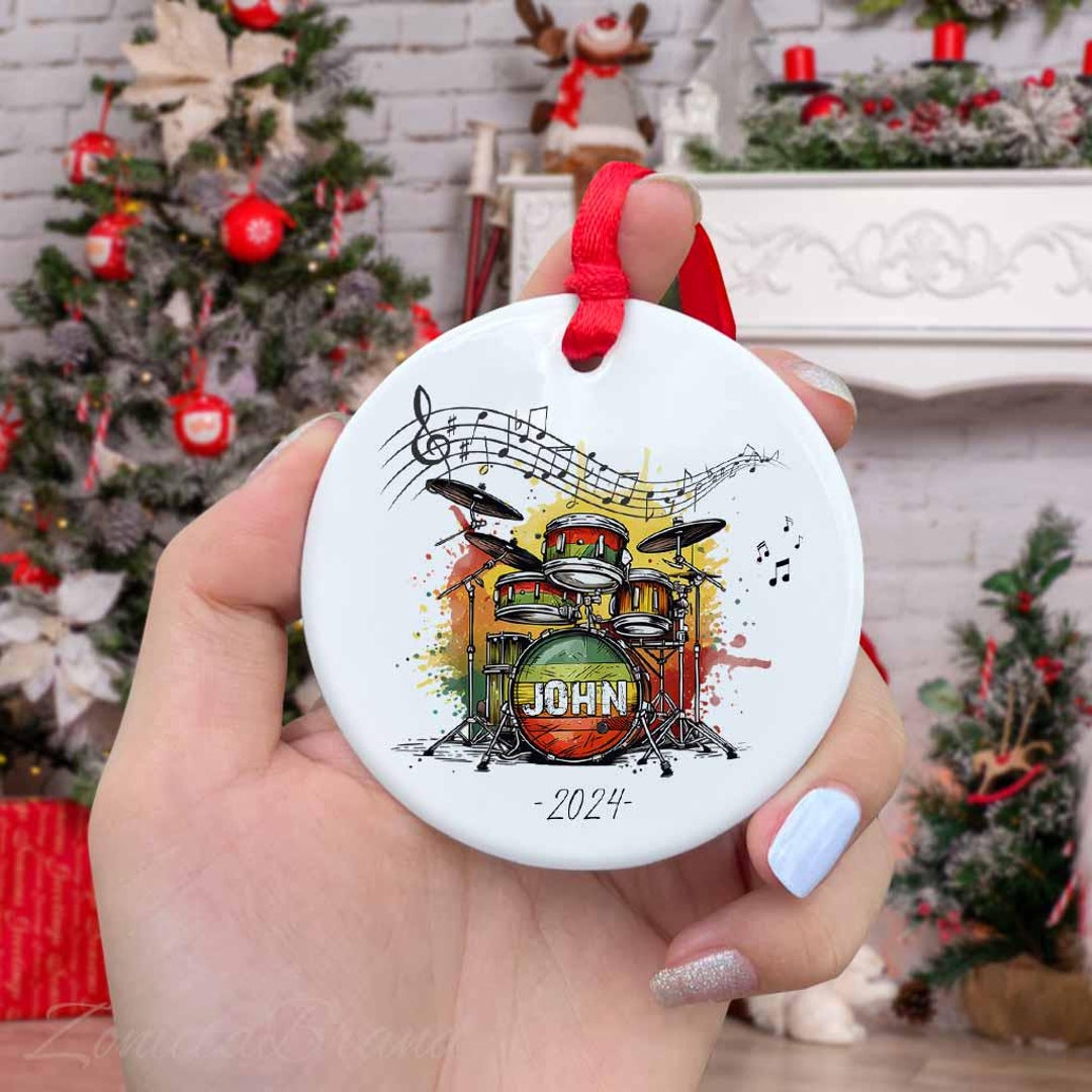 Personalized Name Drum Ornament, Custom Ornaments Gift for Drum Lovers ...