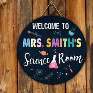 Science Teacher Name Door Sign, Science Classroom Decor, Personalized ...