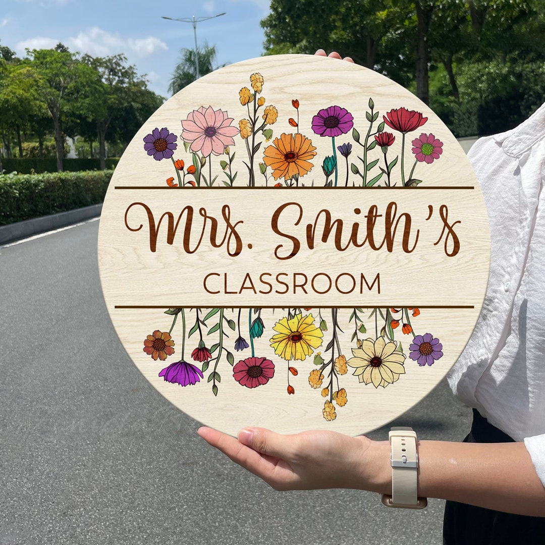Personalized Teacher Door Sign, Custom Teacher Name Front Door Sign ...