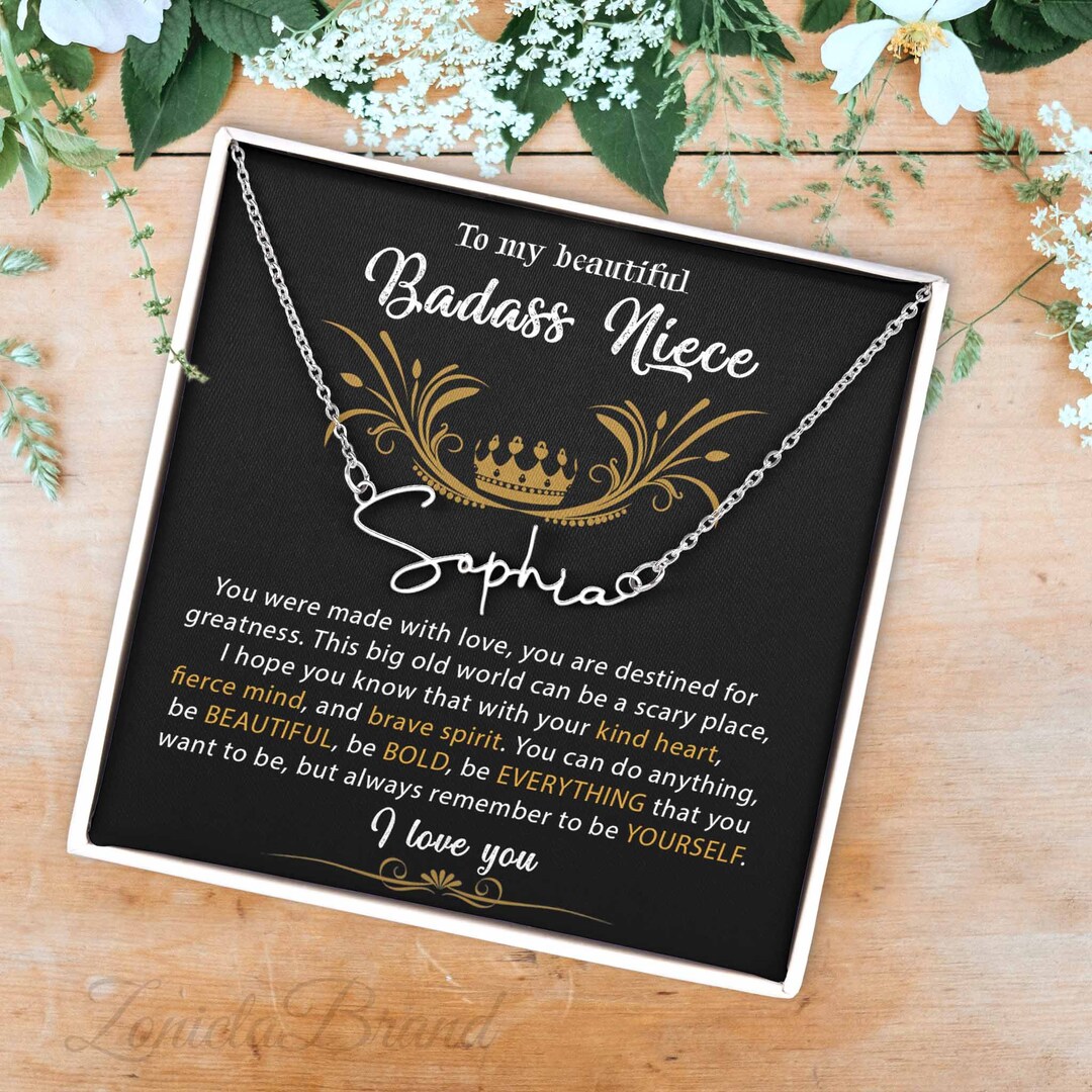 To My Beautiful Badass Niece Name Necklace Gift, Birthday Gift for ...