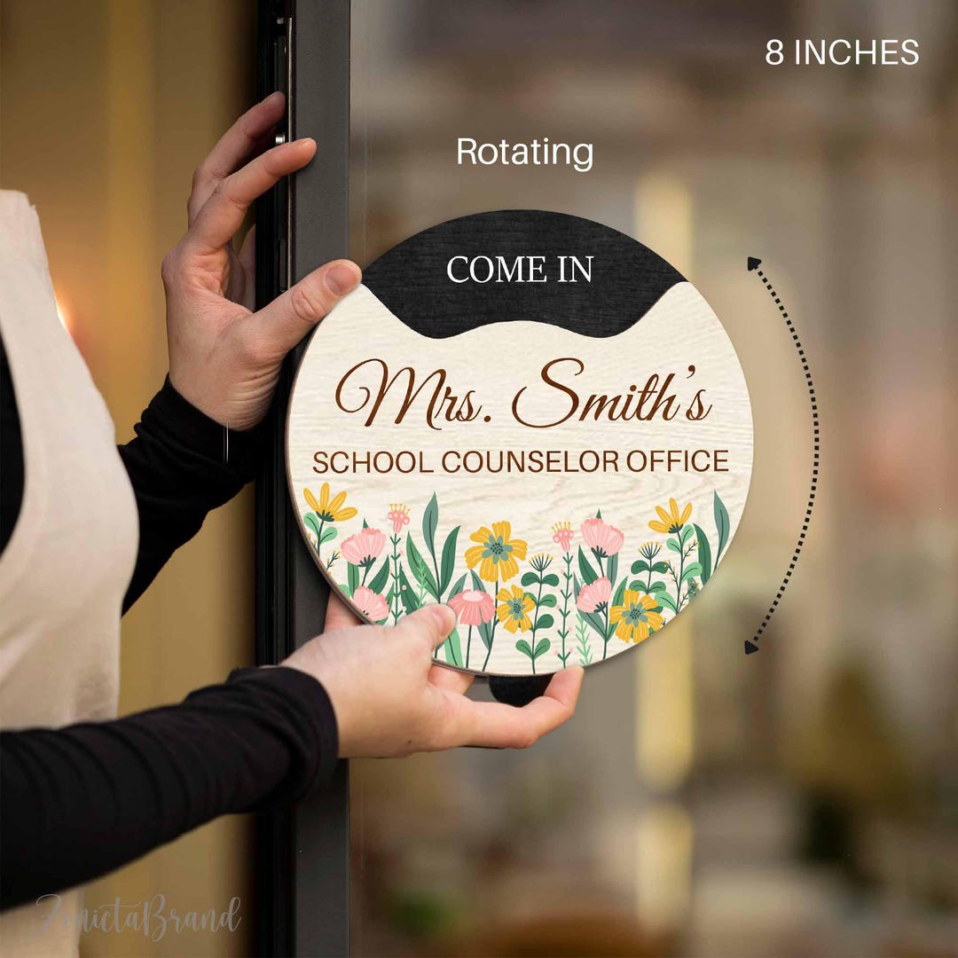School Counselor Office Rotating Spinner Sign, Personalized Door Sign ...
