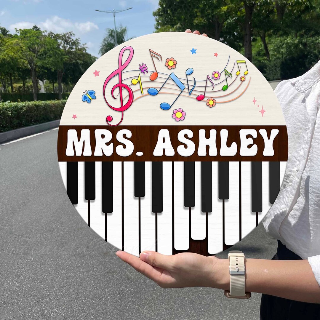 Personalized Music Teacher Door Sign, Piano Teacher Door Hanger, Custom ...