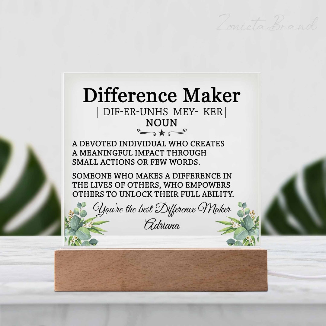 Personalized Plaque Difference Maker, Appreciation Gift for Cowoker ...