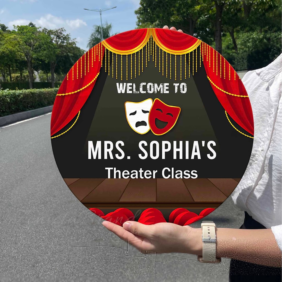 Personalized Theater Classroom Door Hanger, Wooden Door Sign Gift for ...