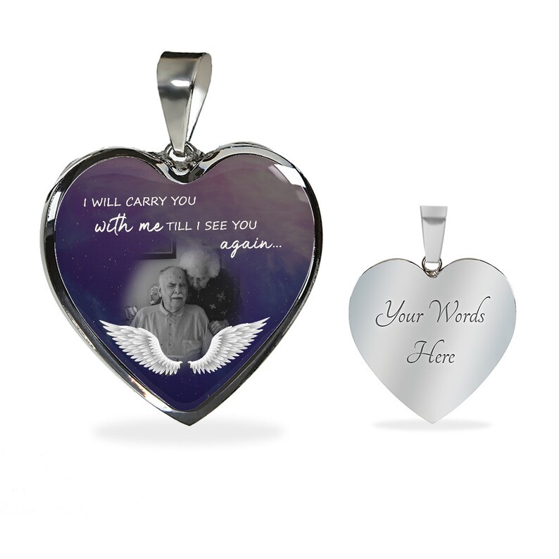 Personalized Photo Memorial Necklace Memorial Heart Necklace - Etsy