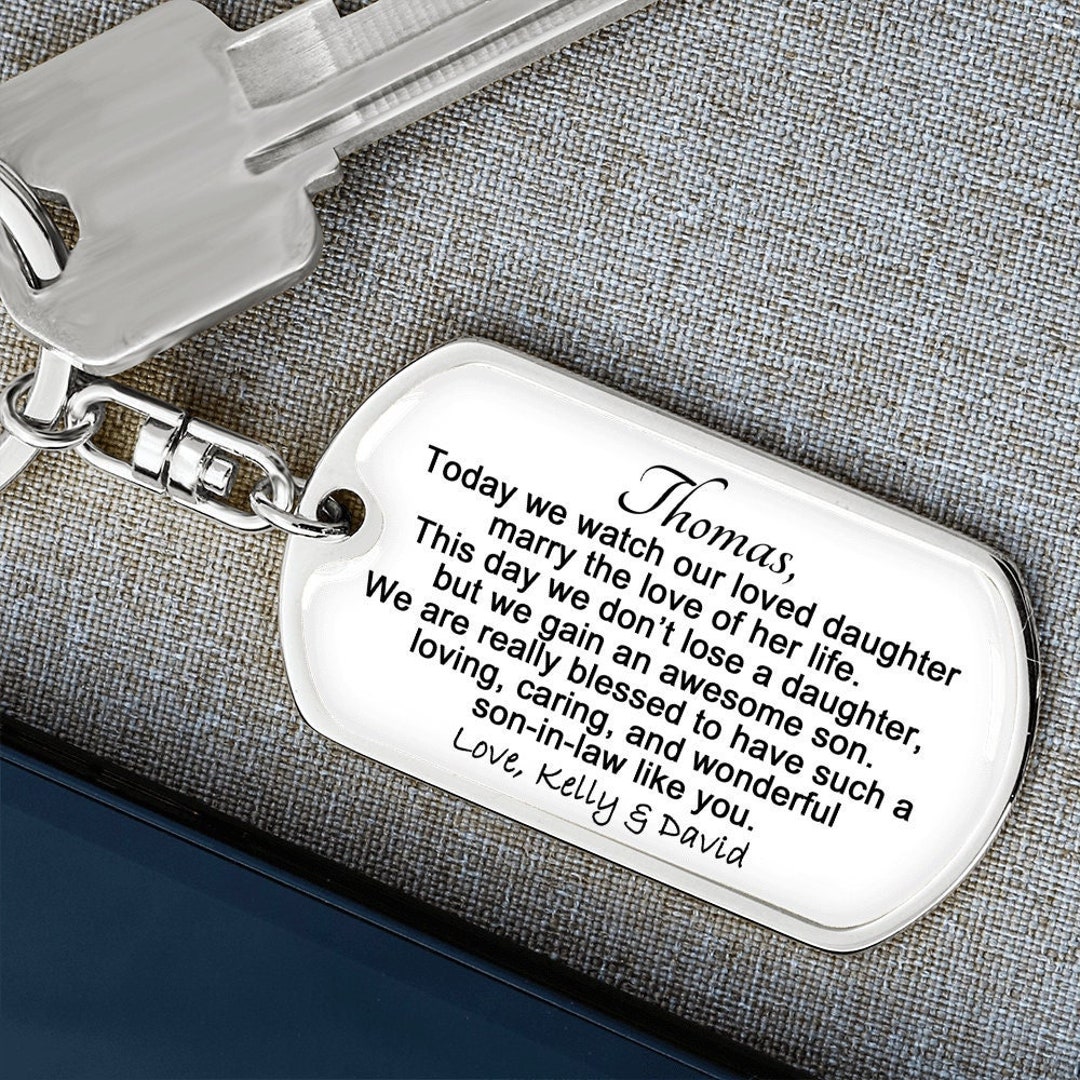 Son-in-law Wedding Keychain Gift, Personalized Keychain Gift for New ...