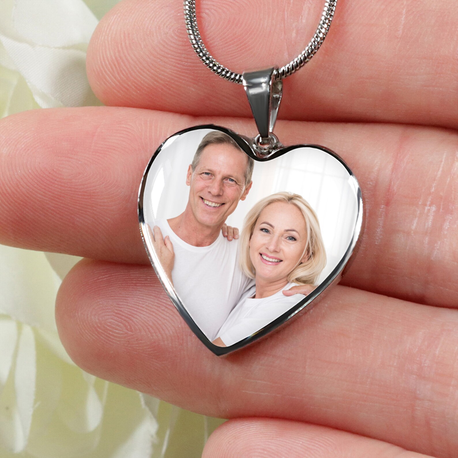 Personalized Photo Picture Heart Necklace Engraved Photo - Etsy