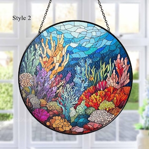 Coral Reef Stained Glass Suncatcher, Ocean Lovers Gift, Ocean Window ...