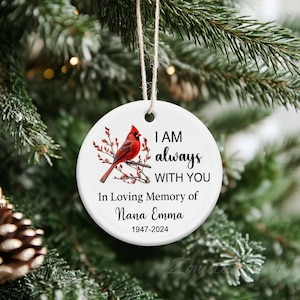 Personalized Memorial Cardinal Ornament, Christmas Cardinal in Loving ...