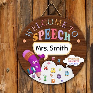 Speech Therapy Door Sign, Personalized Welcome to Speech 3D Door Sign ...
