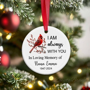 Personalized Memorial Cardinal Ornament, Christmas Cardinal in Loving ...