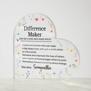 Personalized Difference Maker Heart Acrylic Plaque, Retirement Gift ...