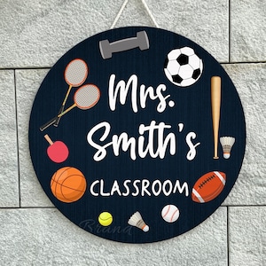 Personalized Physical Education Teacher Door Sign, Sports Teacher Door ...