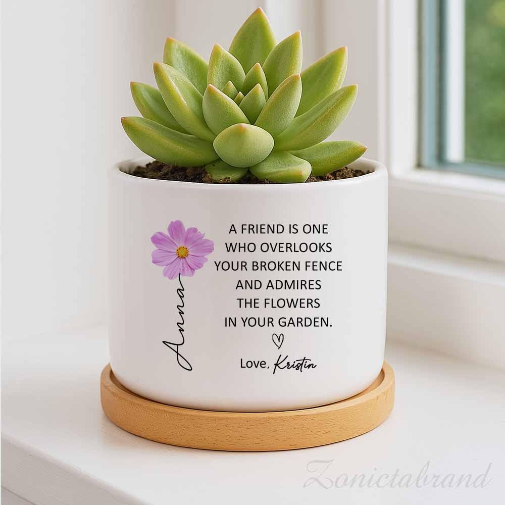 Personalized Best Friend Birth Month Plant Pot, Friendship Floral ...