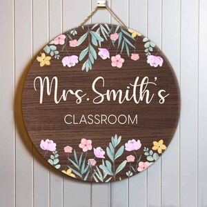 Floral Teacher Door Sign, Classroom Welcome Sign Gift for Teacher, Gift ...