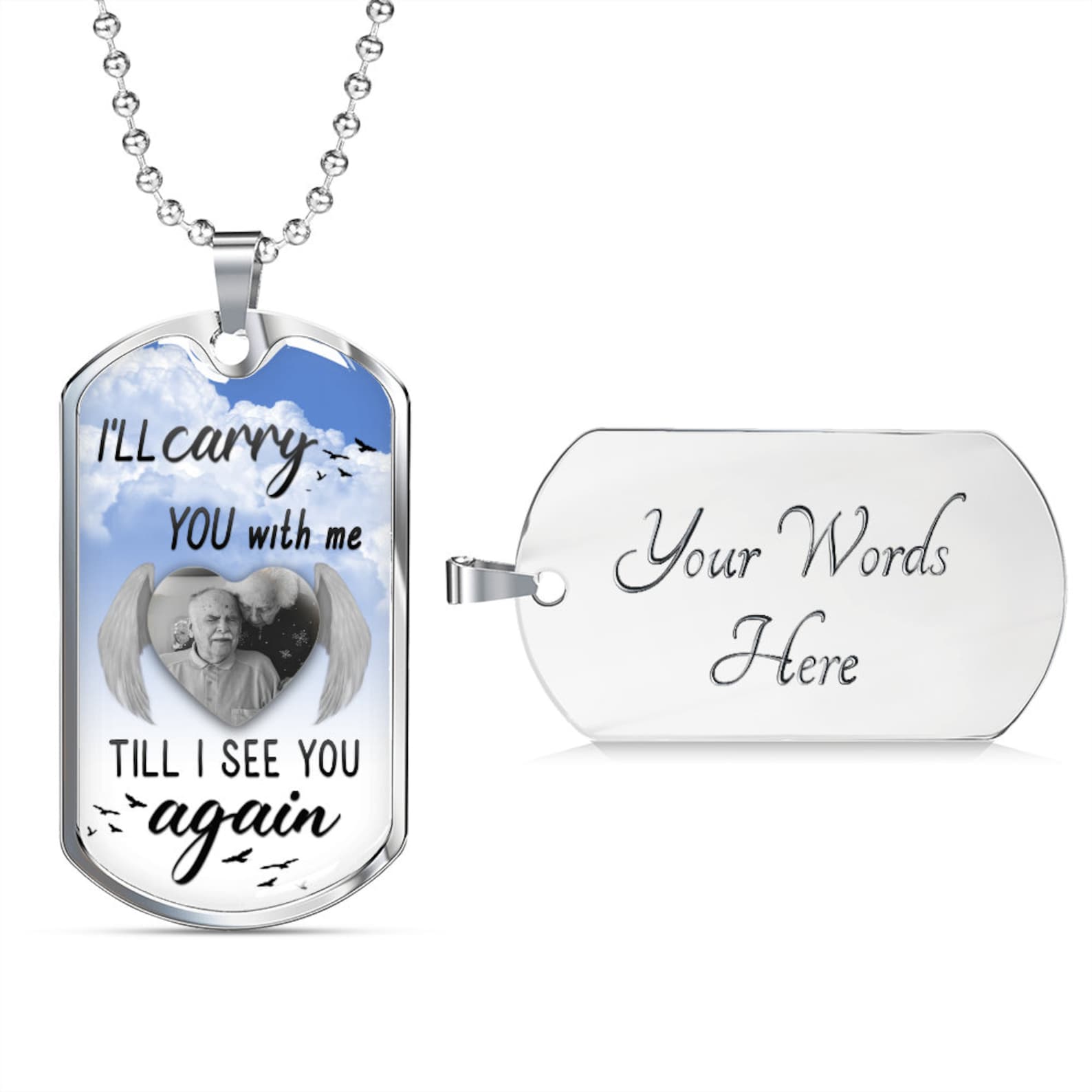 Personalized Photo Memorial Dog Tag Necklace Memorial - Etsy