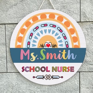 School Nurse Door Sign, Nurse Personalized Sign, New Nurse Gift, School ...