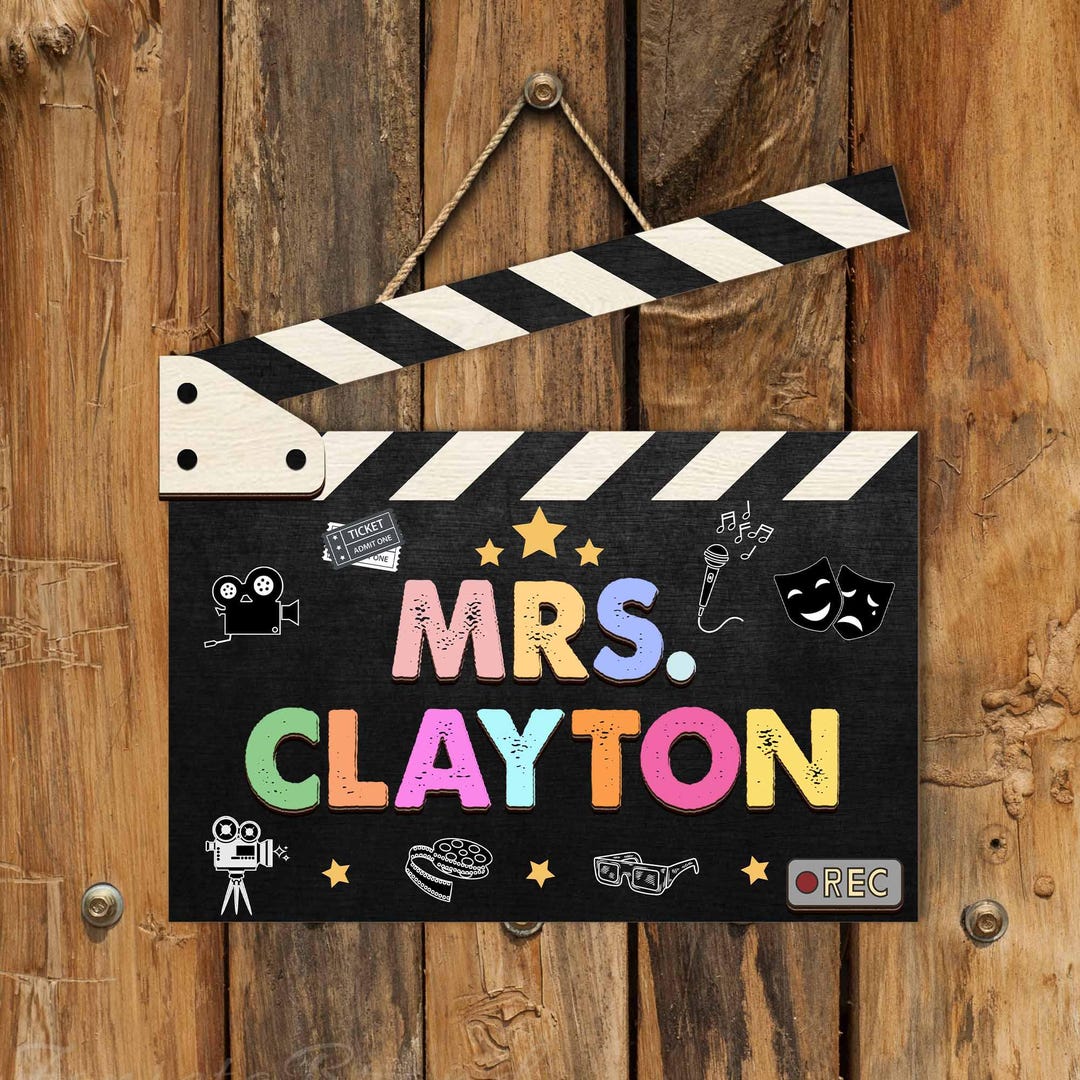 Custom Movie Clapperboard Door Sign for Drama Teacher, Personalized ...