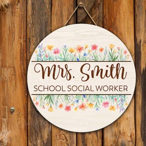Personalized School Social Worker Door Sign, School Social Worker ...