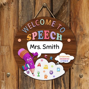 Speech Therapy Door Sign, Personalized Welcome to Speech 3D Door Sign ...