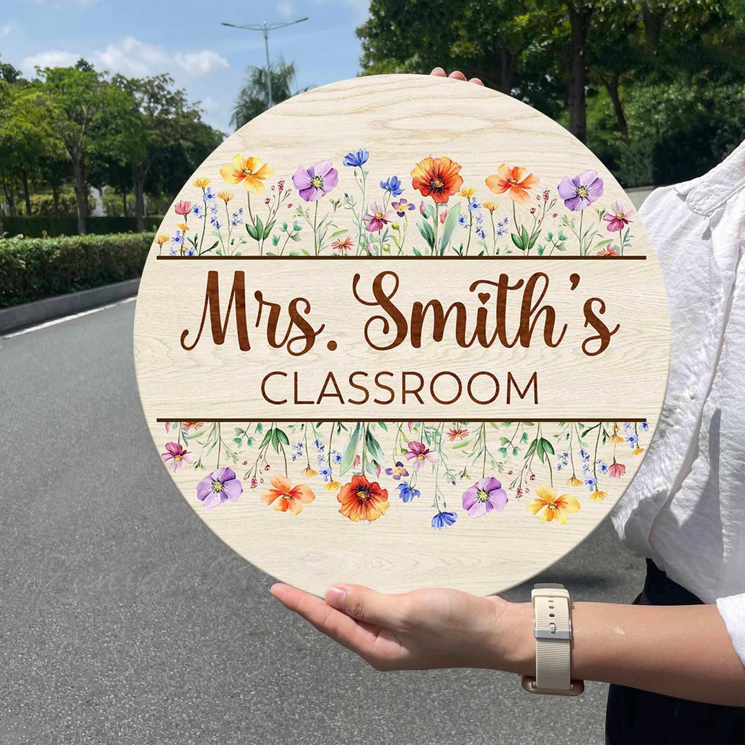 Personalized Door Sign for Teachers, Custom Teacher Name Front Door ...