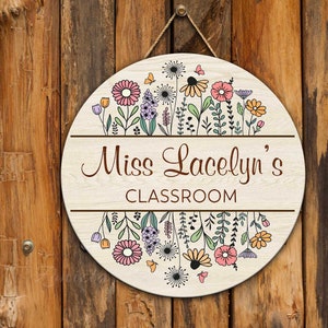 Personalized Teacher Door Sign, Custom Teacher Name Front Door Sign ...
