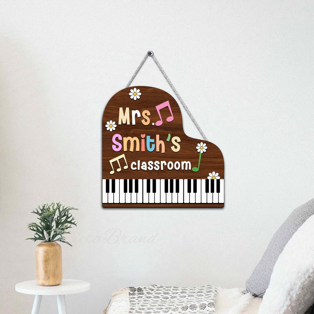 Custom Piano Shape 3D Door Sign for Music Teacher, Music Name Sign ...