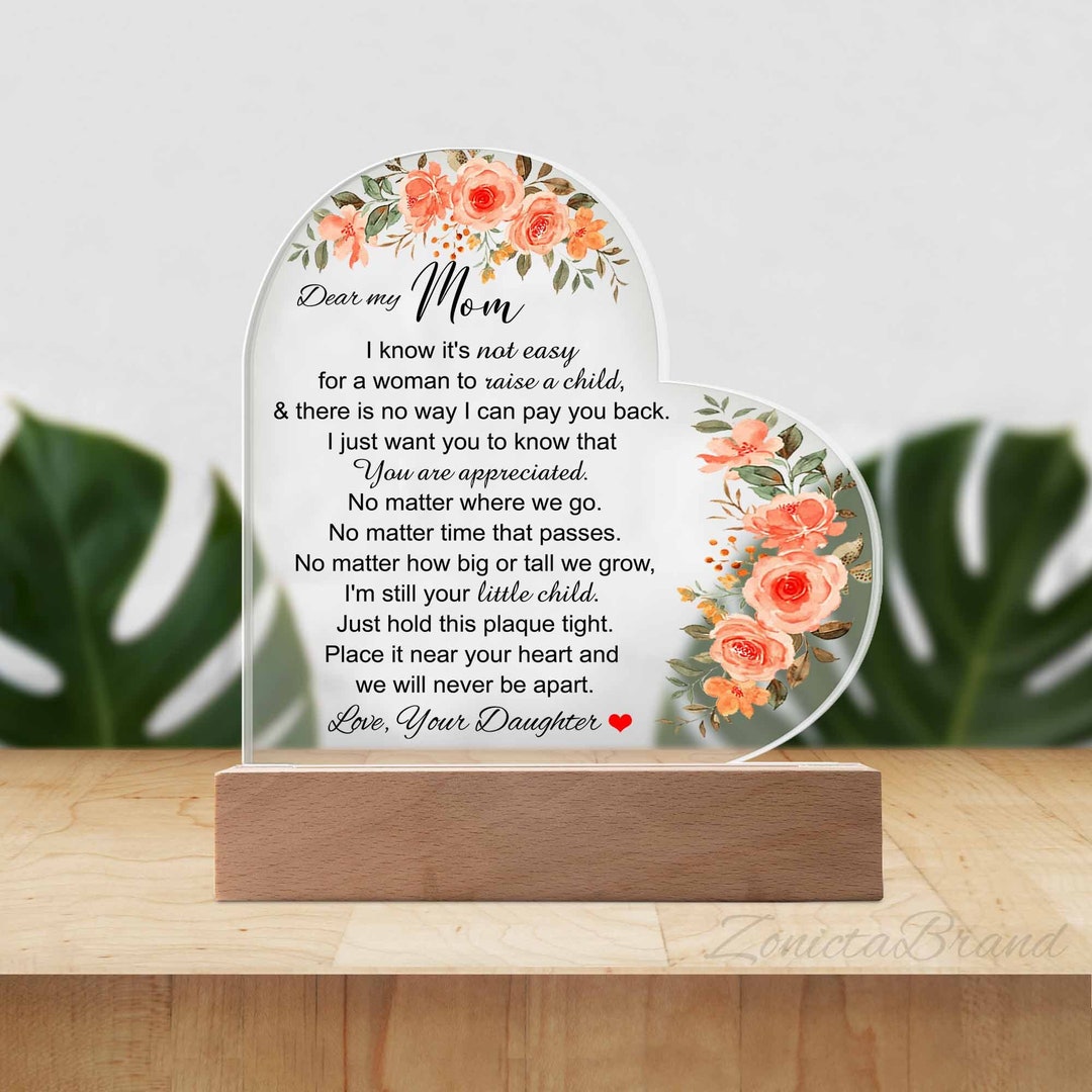 Mom Heart Acrylic Plaque Gift, Present to My Mom on Mother's Day ...