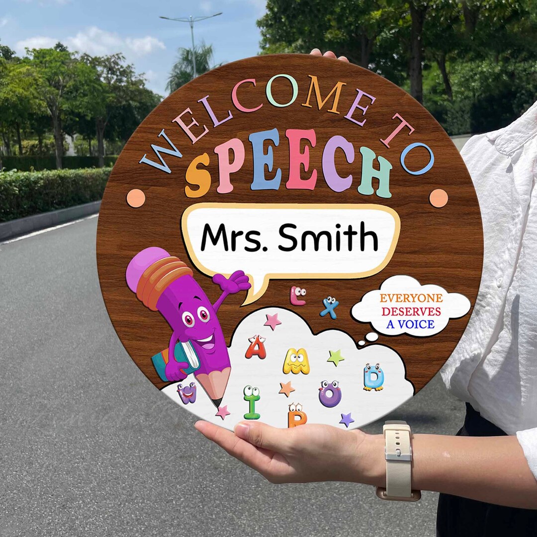 Speech Therapy Door Sign, Personalized Welcome to Speech 3D Door Sign ...