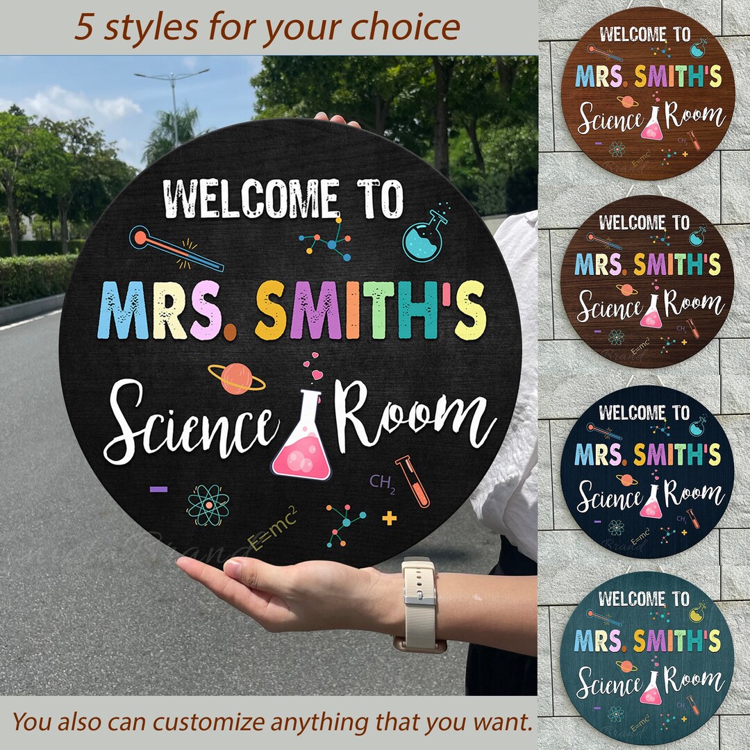 Science Teacher Name Door Sign, Science Classroom Decor, Personalized ...
