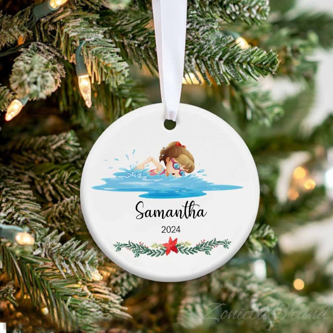 Personalized Swimming Male, Female Christmas Ornament, Swimmer Boy/girl ...