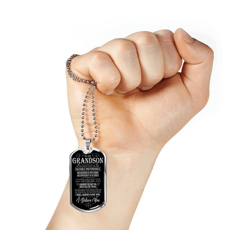 To My Grandson Necklace, Grandson Dog Tag Necklace, Gift for Grandson ...