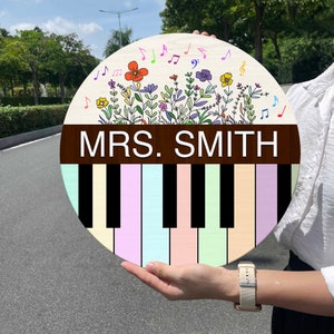 Personalized Music Teacher Door Sign, Piano Teacher Door Hanger, Custom ...