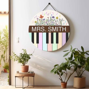 Personalized Music Teacher Door Sign, Piano Teacher Door Hanger, Custom ...