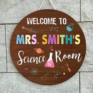 Science Teacher Name Door Sign, Science Classroom Decor, Personalized ...