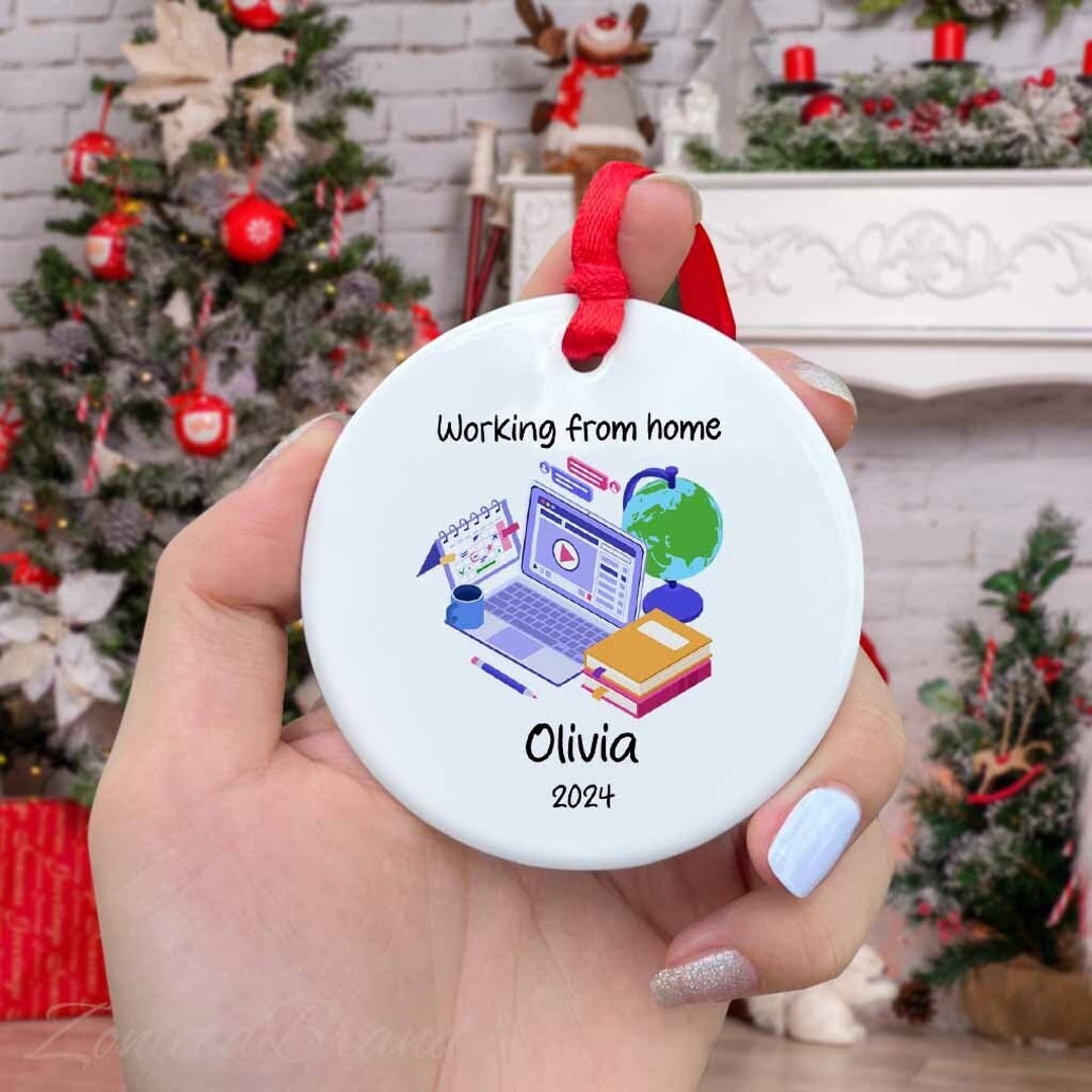 Working From Home Christmas Personalized Ornament, Customized Work ...