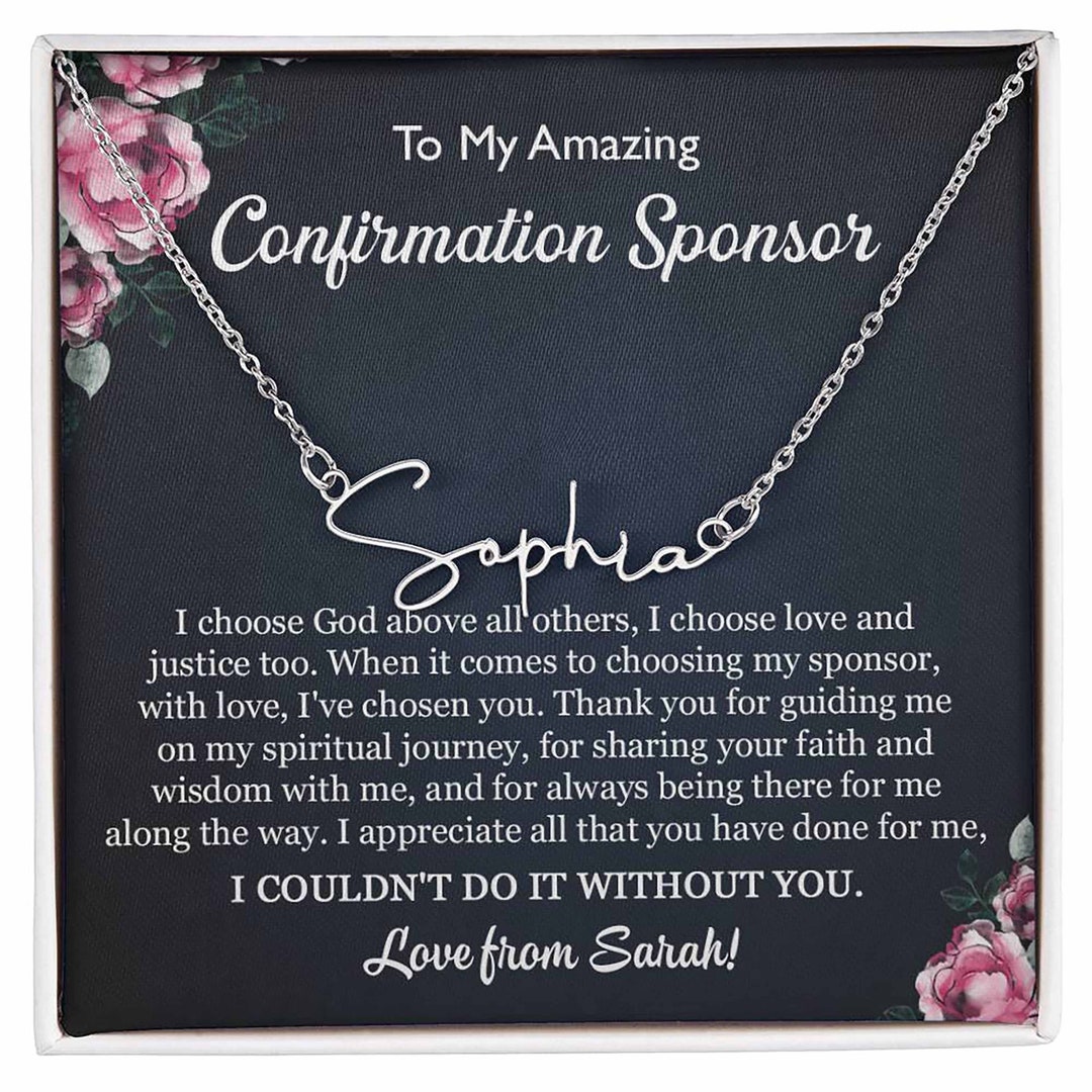 Confirmation Sponsor Personalized Necklace, Meaningful Gift for Female ...