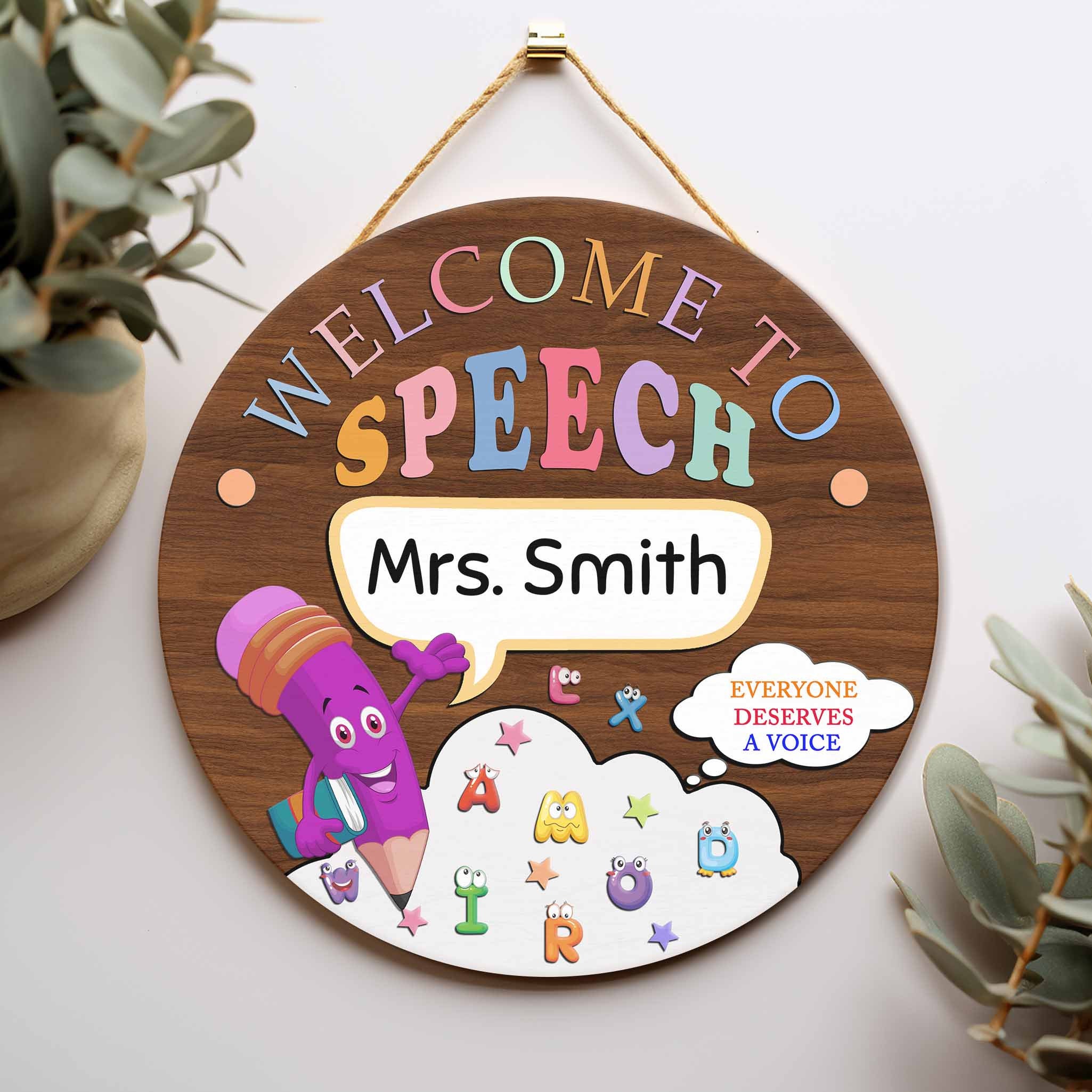 Speech Therapy Door Sign, Personalized Welcome to Speech 3D Door Sign ...