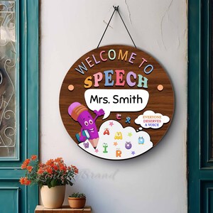 Speech Therapy Door Sign, Personalized Welcome to Speech 3D Door Sign ...
