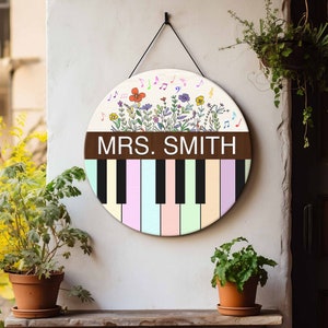 Personalized Music Teacher Door Sign, Piano Teacher Door Hanger, Custom ...